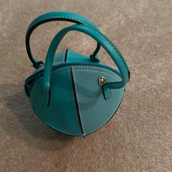 Bags | Blue Small Circular Zippered Bag With 2 Inside Pockets | Poshmark